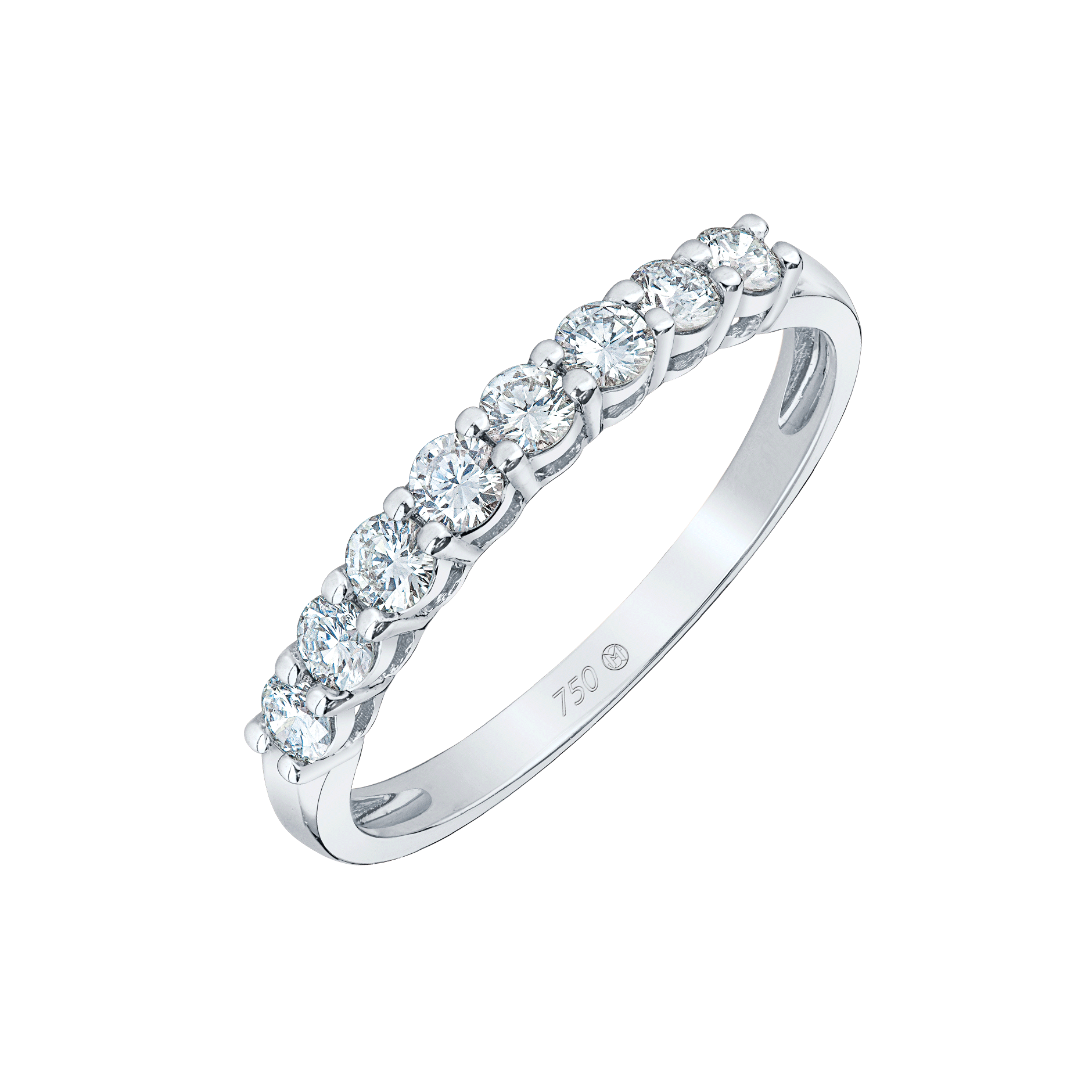 0.35ct / 8pcs Diamond 18K Gold Single Row Half Eternity Ring - Meyson ...